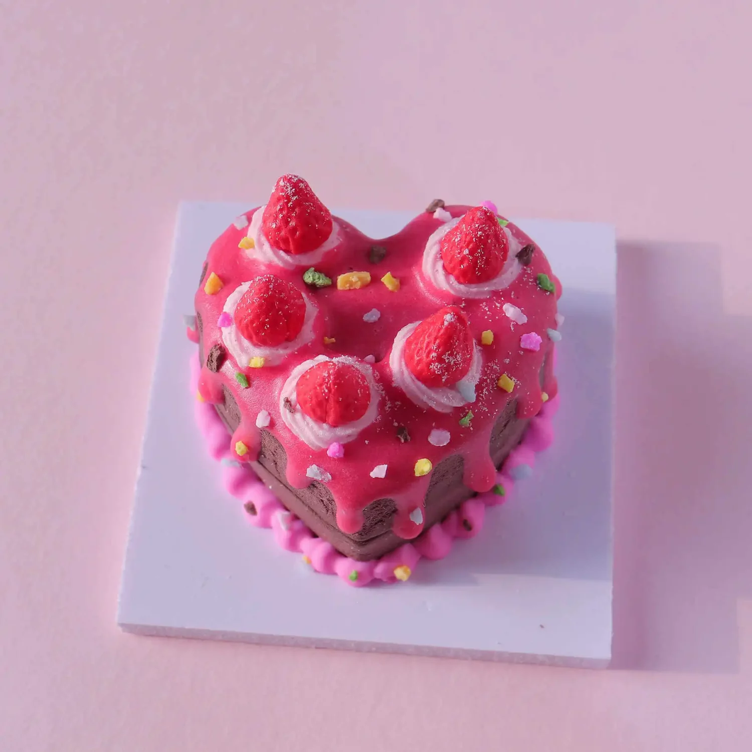 Custom Age Y2K Pink Heart Cake Air Dry Clay Kit with Sparkling Frosting ...