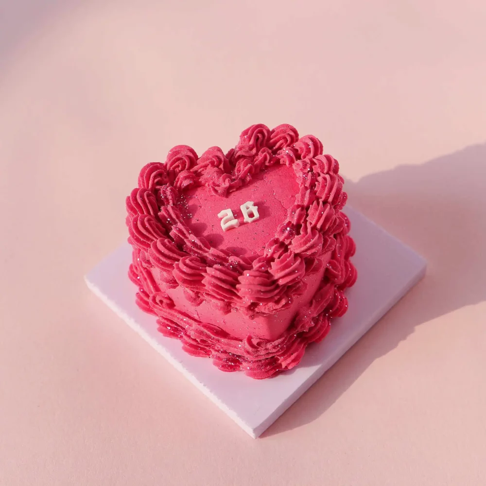 Custom Age Y2K Pink Heart Cake Air Dry Clay Kit with Sparkling Frosting ...