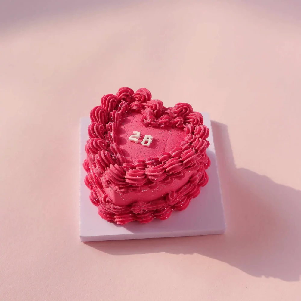 Custom Age Y2K Pink Heart Cake Air Dry Clay Kit with Sparkling Frosting ...