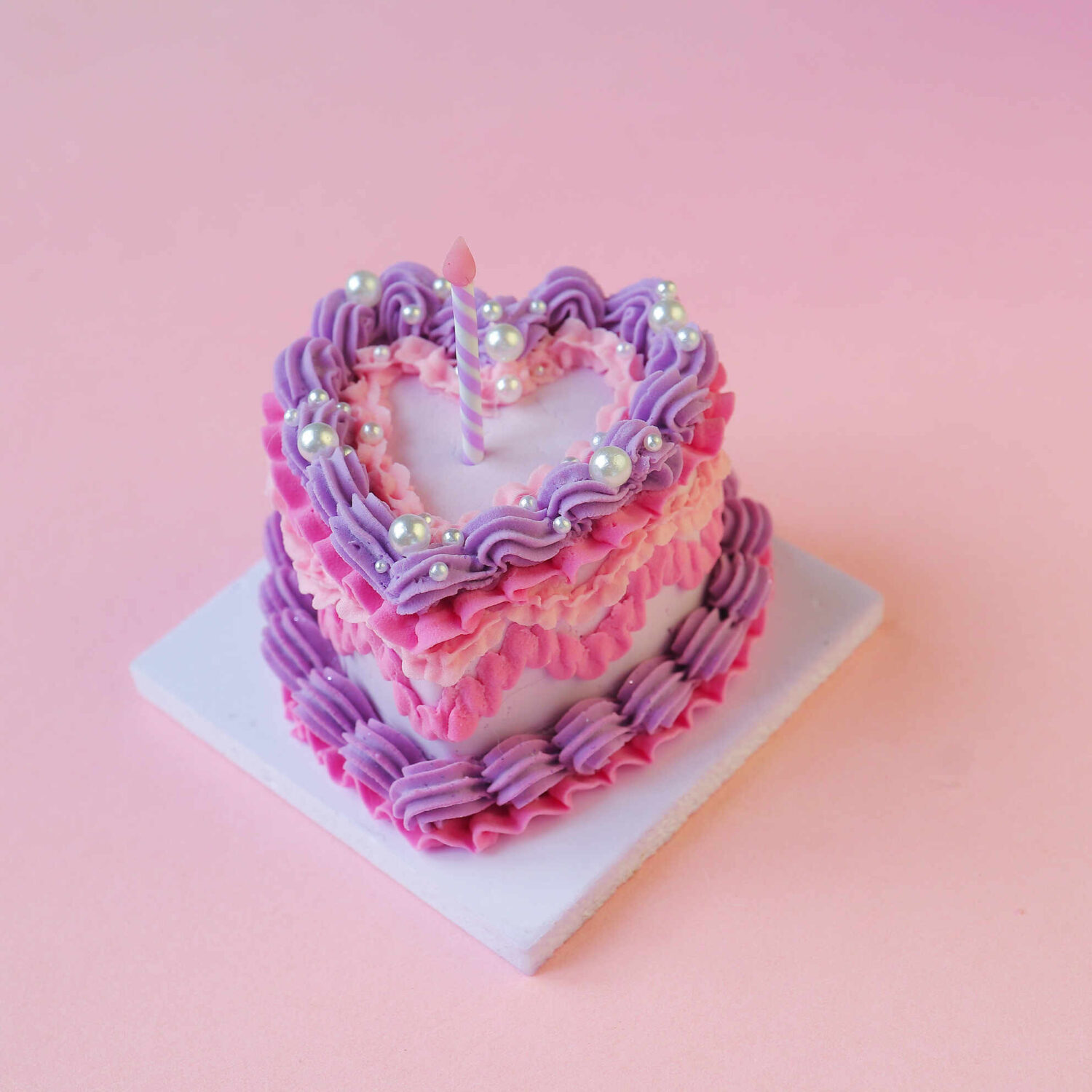 Deluxe Mini Clay Cake Set Layered Purple Design with Elegant Pearls ...