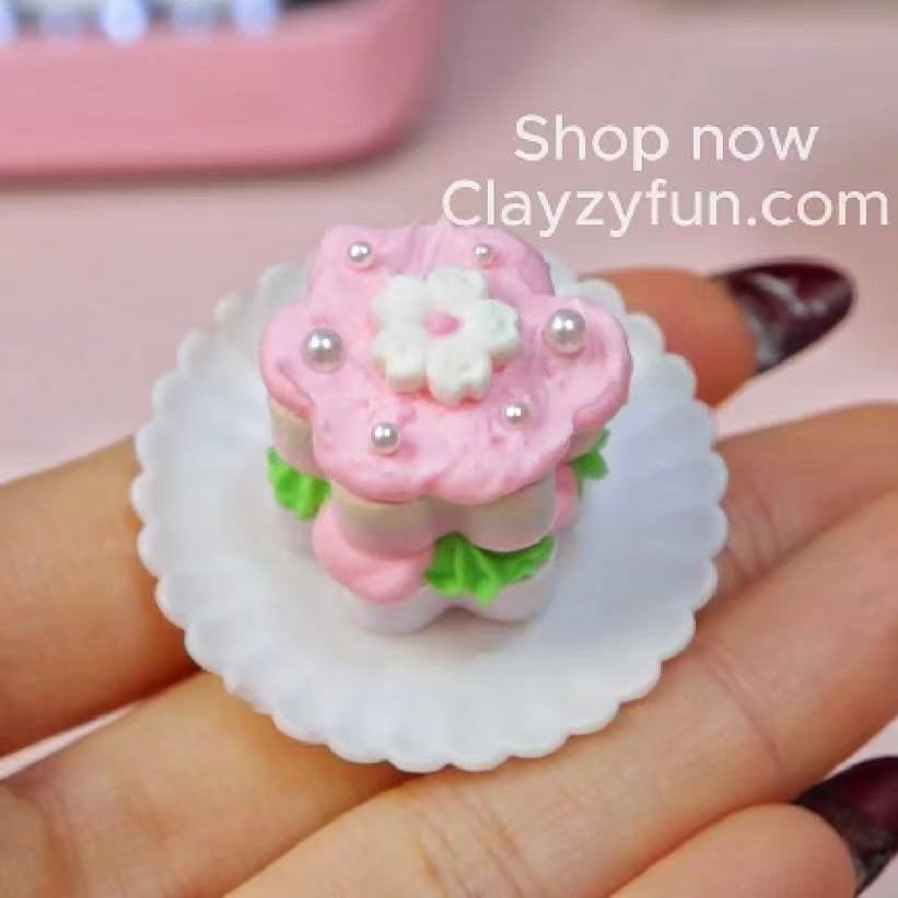 Delicate Pink Double-Layer Flower Cake with Pearl Accents – Perfect for ...