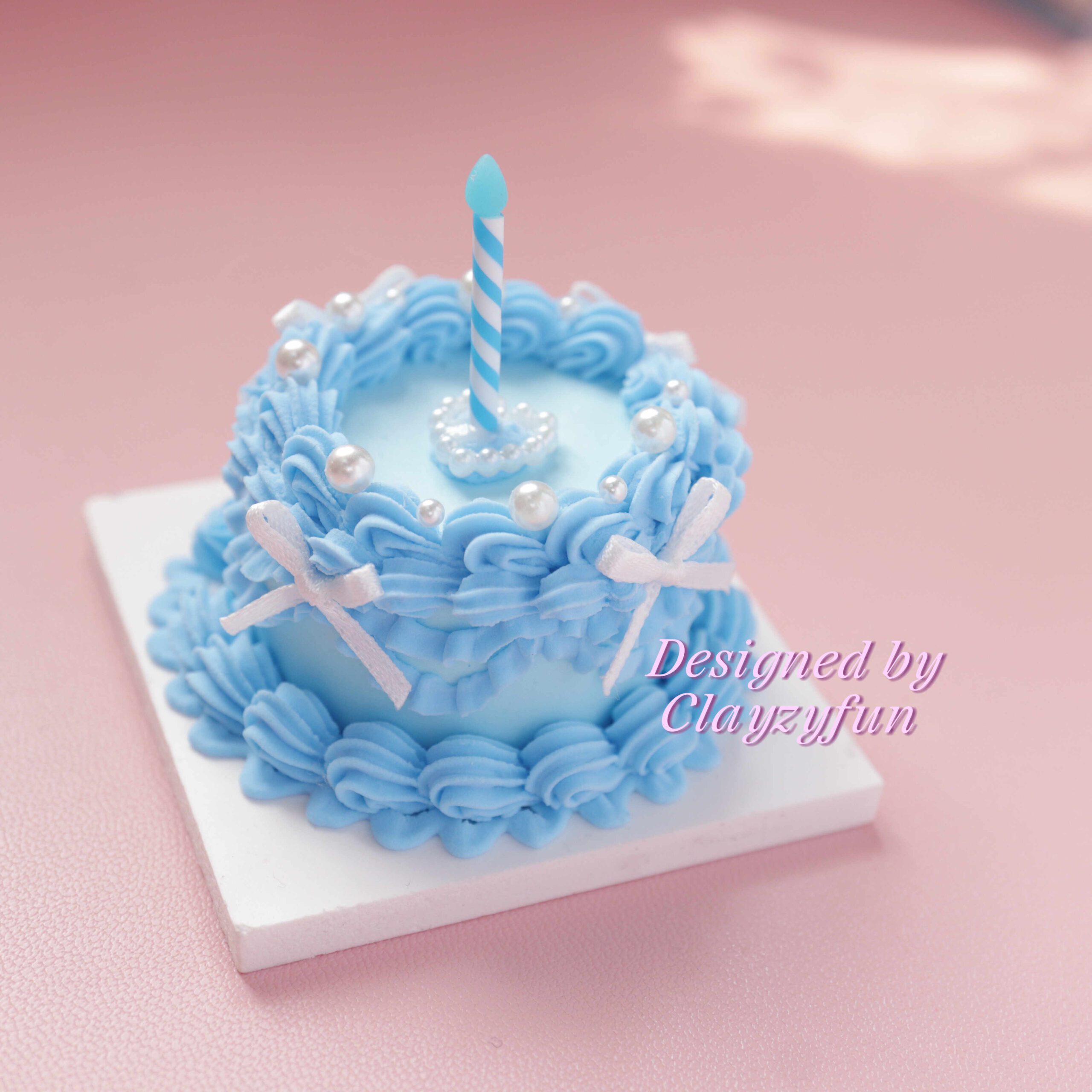 Royal Blue Celebration Cake Kit – Miniature Design with Candle & Pearls ...